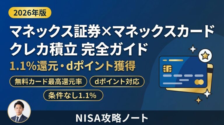 【2026年版】マネックス証券×マネックスカードのクレカ積立完全ガイド｜1.1%還元・dポイント・設定方法 | NISA攻略ノート